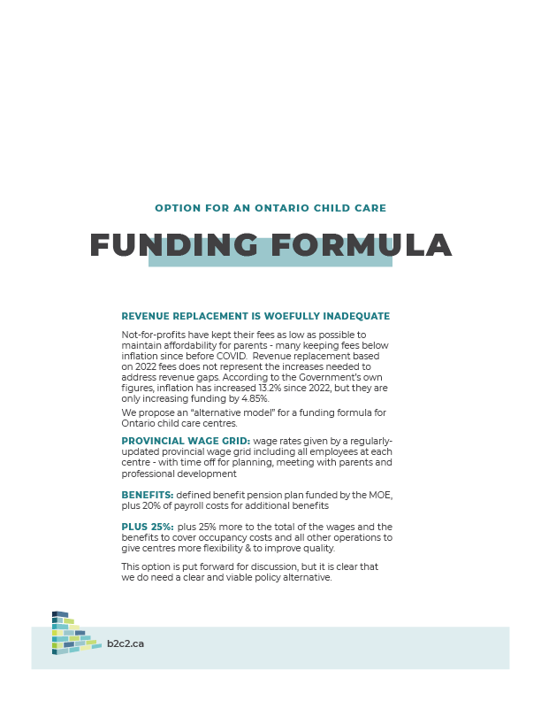 Funding Formula Option Proposed – Building Blocks for Child Care